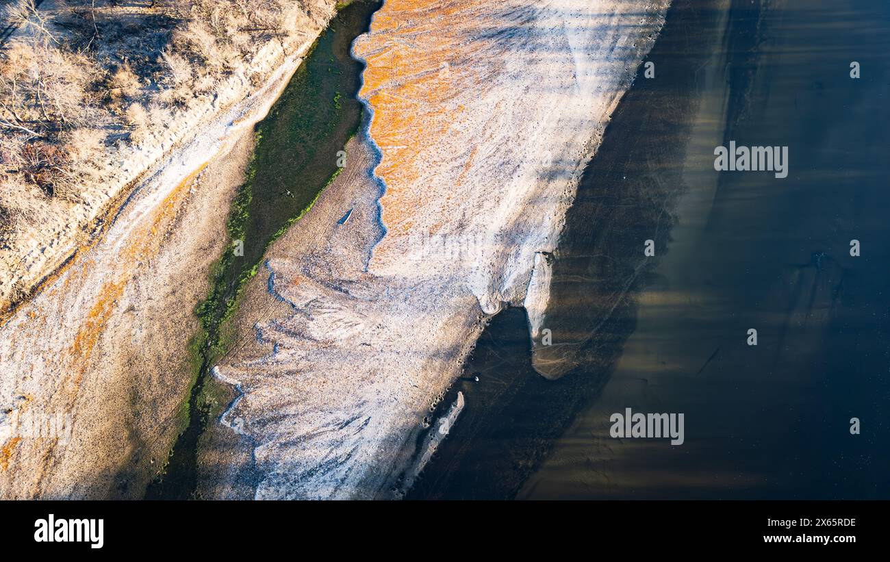 Dynamic Aerial View of River Textures at Cedar Bluff, Iowa Stock Photo ...