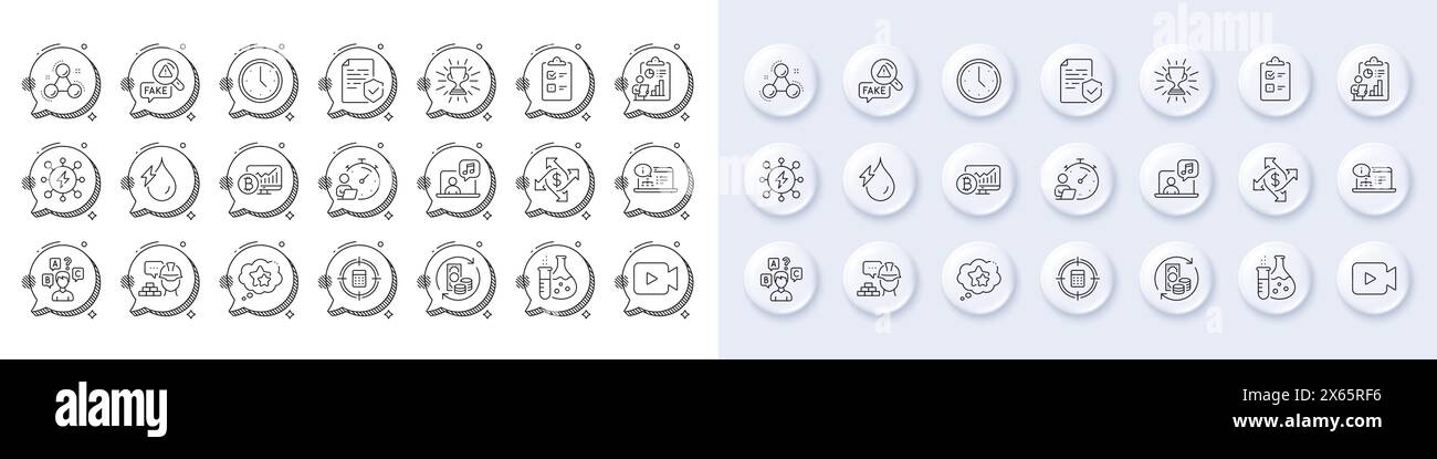 Timer, Ranking stars and Certificate line icons. For web app, printing. Line icons. Vector Stock ...
