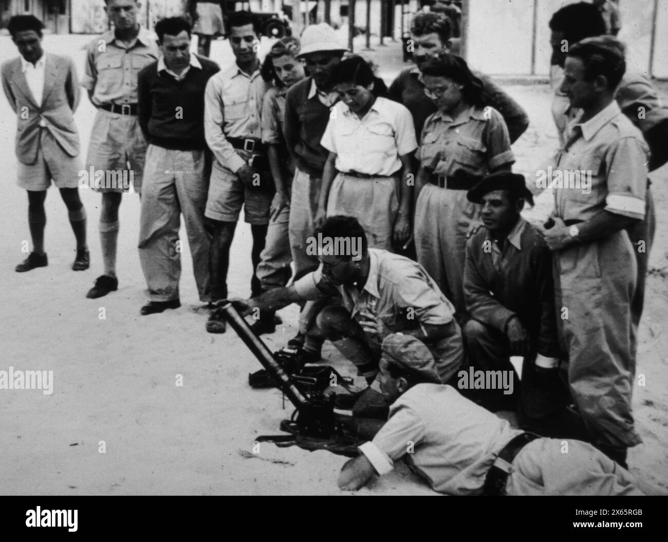 Jewish men and women at a Haganah training camp, Tel Aviv 1948 Stock ...