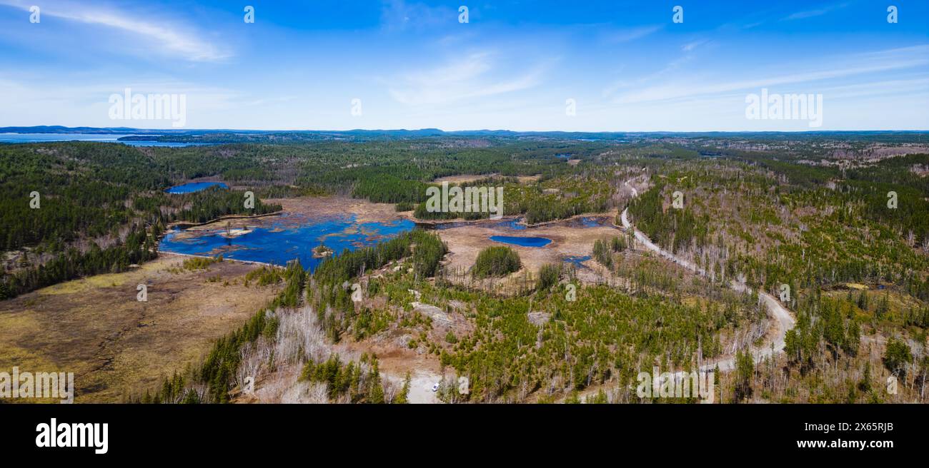 Spring Aerial View of Wahnapitae Lake, Ontario Stock Photo - Alamy
