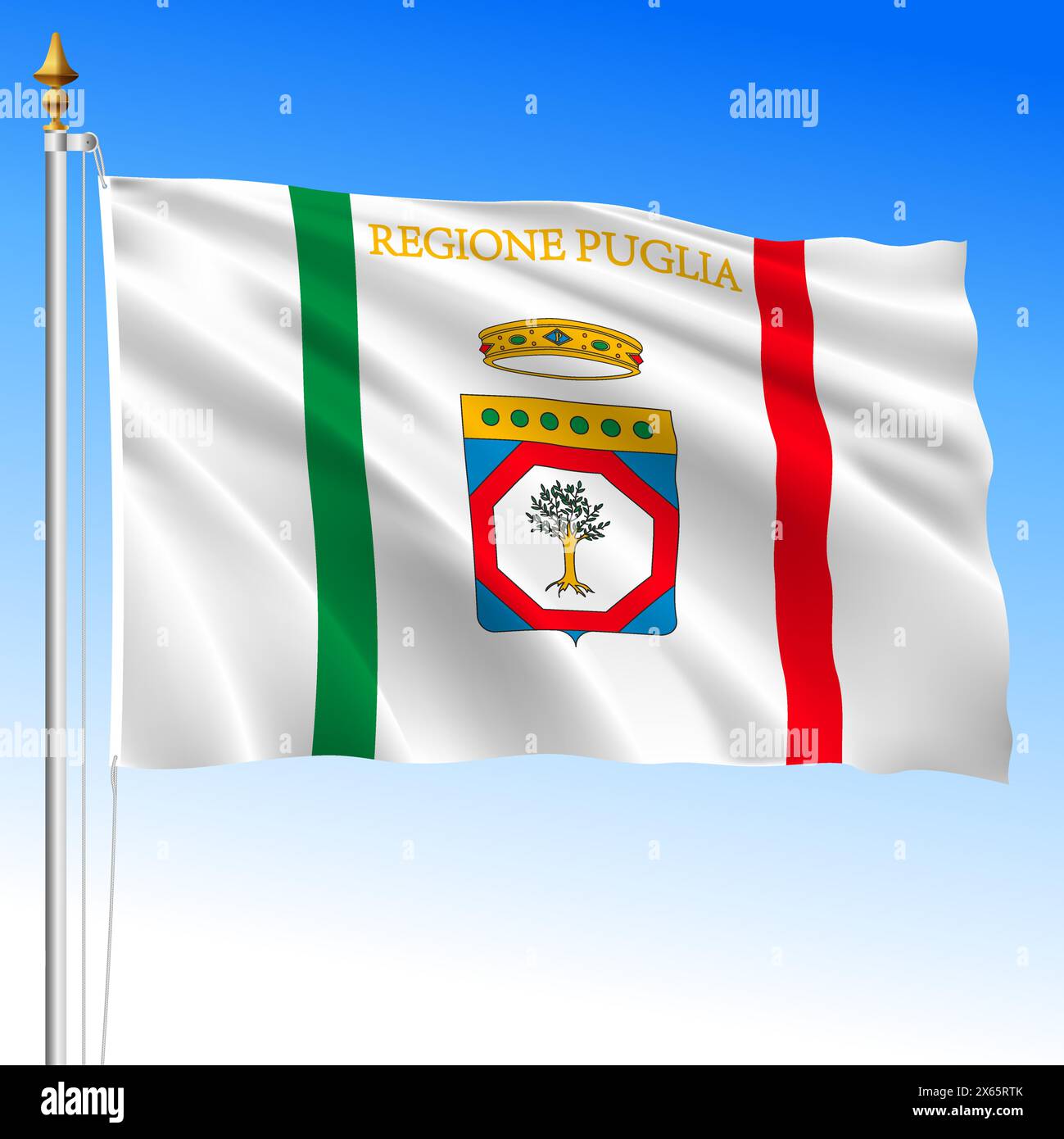Puglia, waving flag of the region, Italian Republic, Italy, vector ...