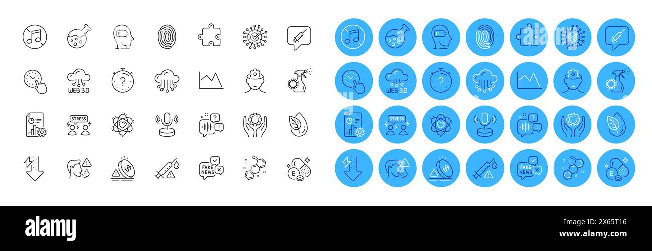 Employee hand, Line chart and Difficult stress line icons pack. For web ...