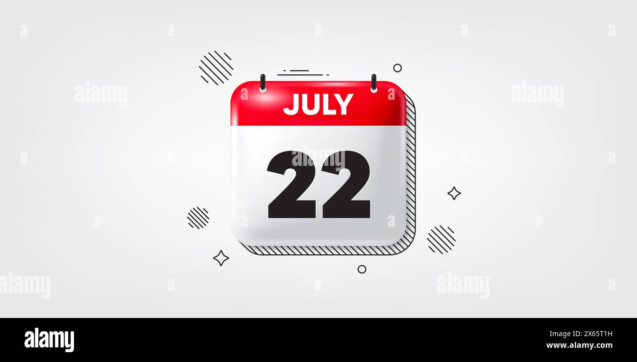 22th day of the month icon. Event schedule date. Calendar date of July ...