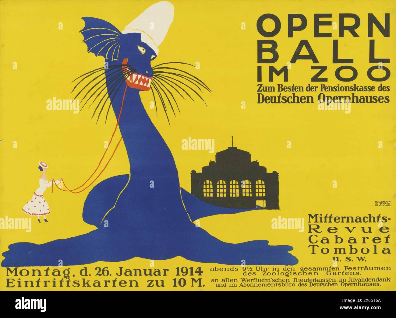 Vintage German Advertising Poster: Opera ball in the zoo, 1914 Stock ...