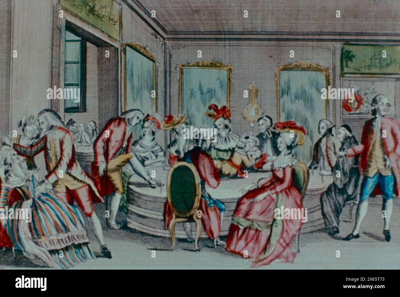 Animal Magnetism, the Mesmerism craze in France, color engraving, 1780s ...