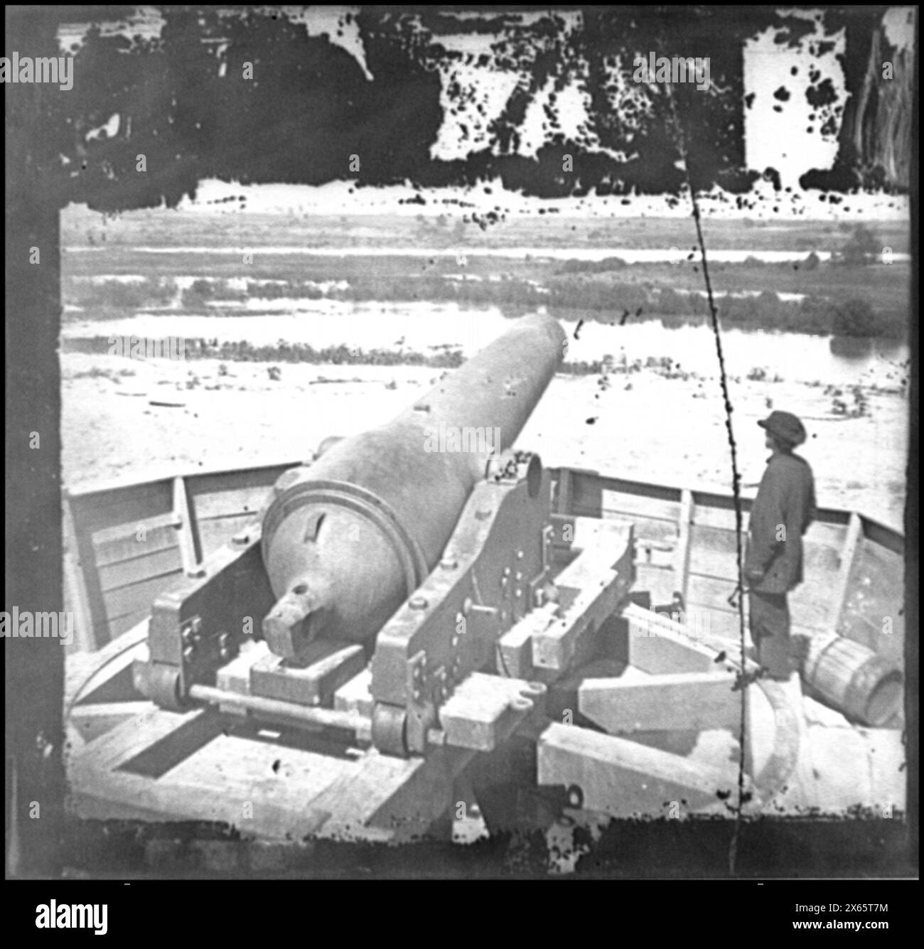 James River, Va. Confederate gun emplacement above Dutch Gap, Civil War ...