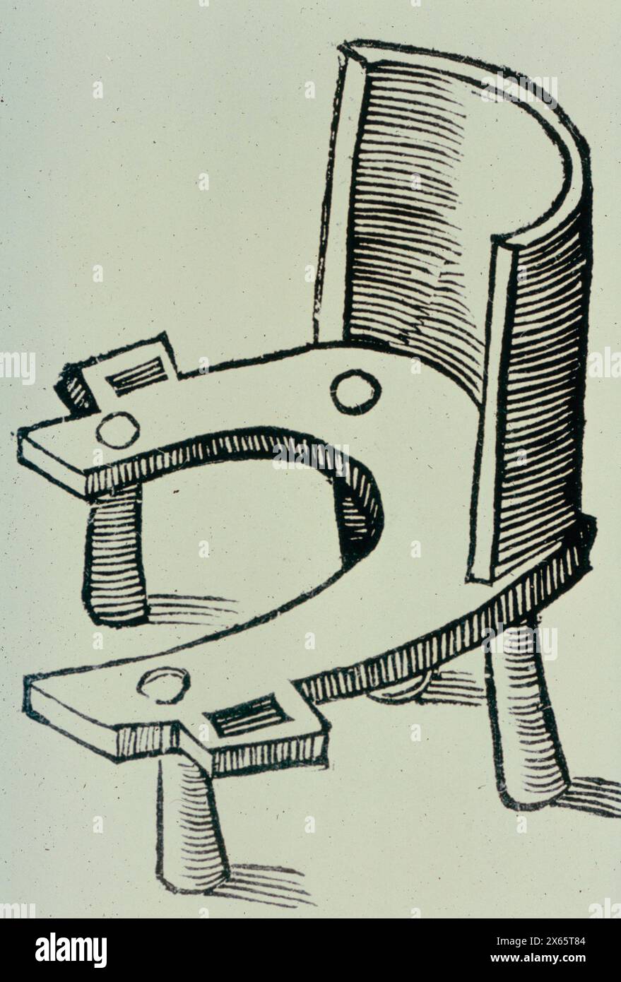 A birthing chair, woodcut by Melcher Sachse, 16th century Stock Photo ...
