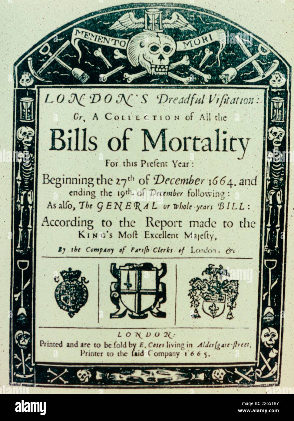 The title-page of the Bill of Mortality of London, 1664 Stock Photo - Alamy