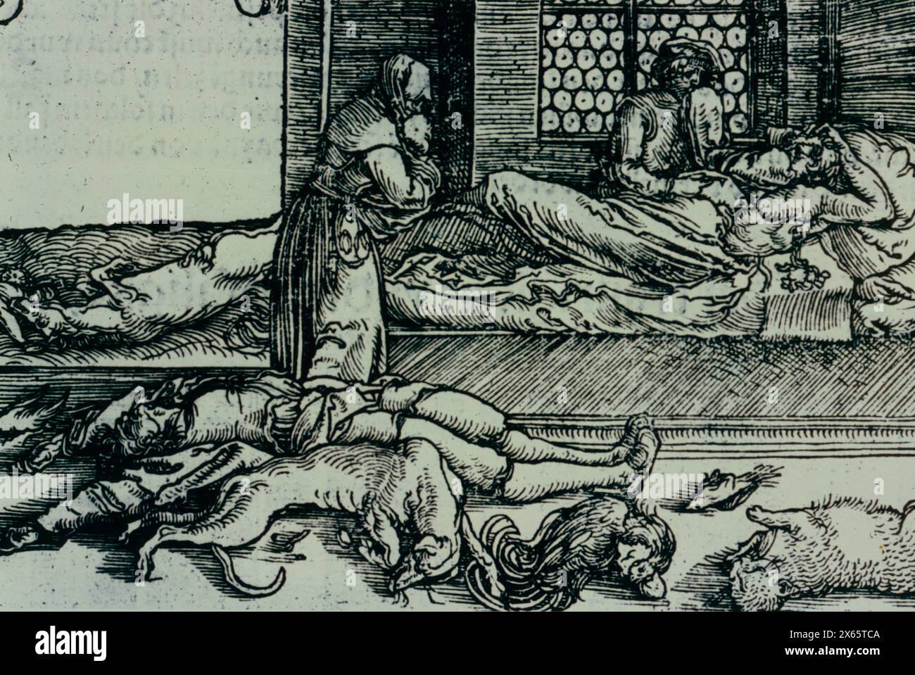 A plague scene, illustration from the 16th century Stock Photo - Alamy