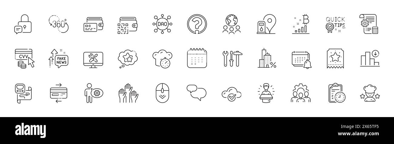 Notification, Decreasing graph and Wallet line icons. For web app, printing. Line icons. Vector ...