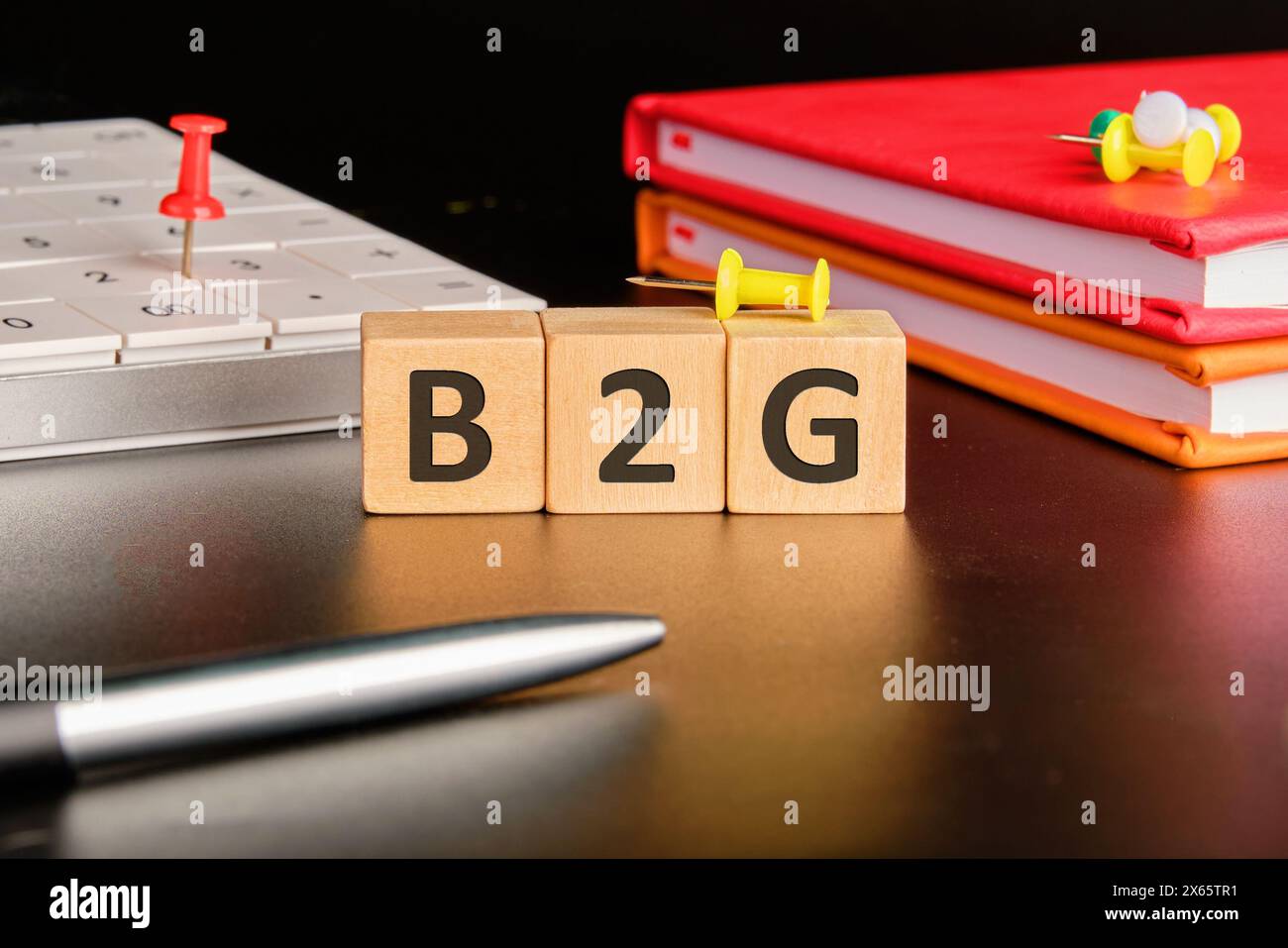 B2G concept. Business to government. B2G written on wooden cubes on a ...