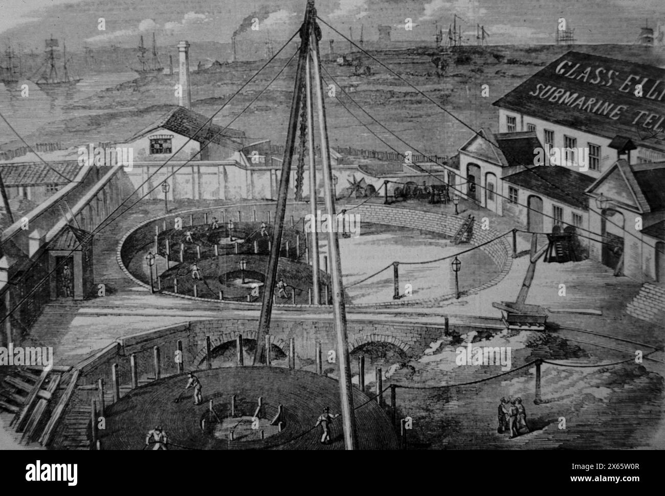 Atlantic cables ready for shipment, England 1857, illustration Stock ...