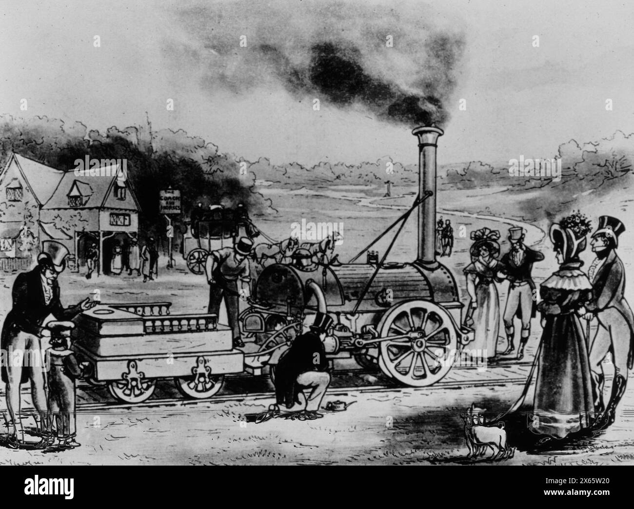 George Stephenson´s Rocket of 1829 steam train, illustration Stock ...