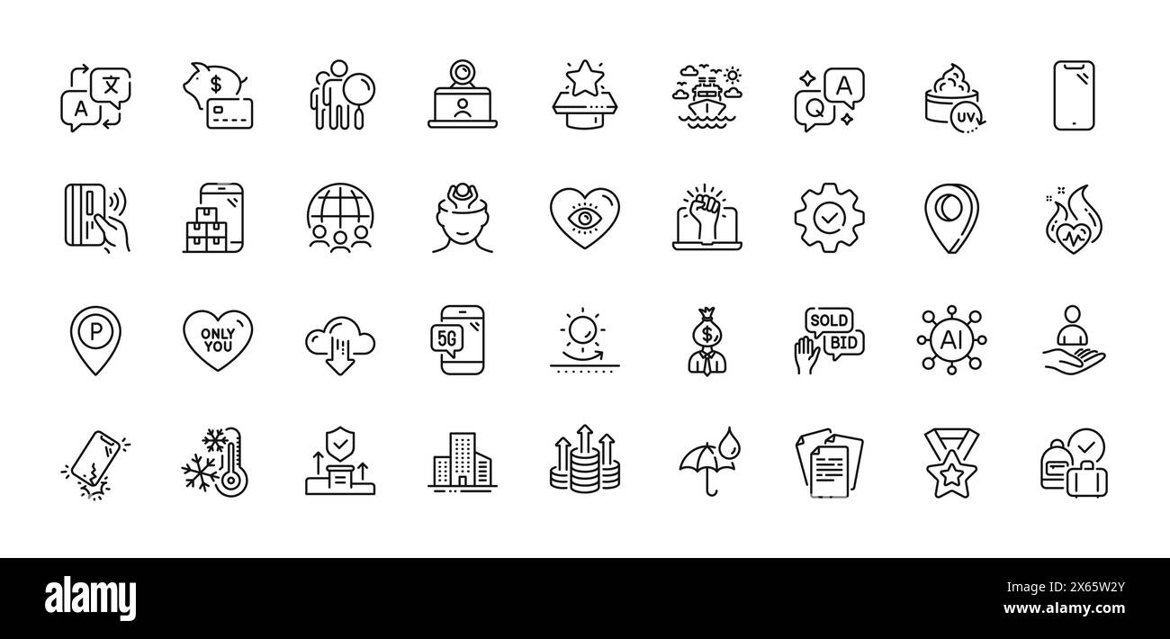 Parking, Manager and Security agency line icons pack. For web app. Line ...