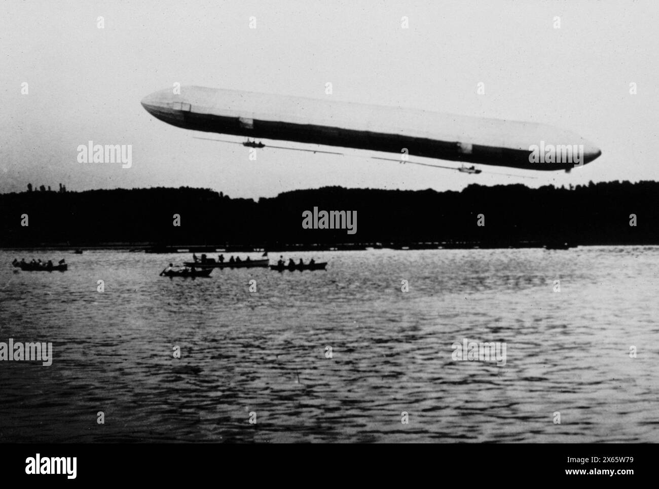 Luftschiff Zeppelin I on its first flight at Lake Constance, Germany ...