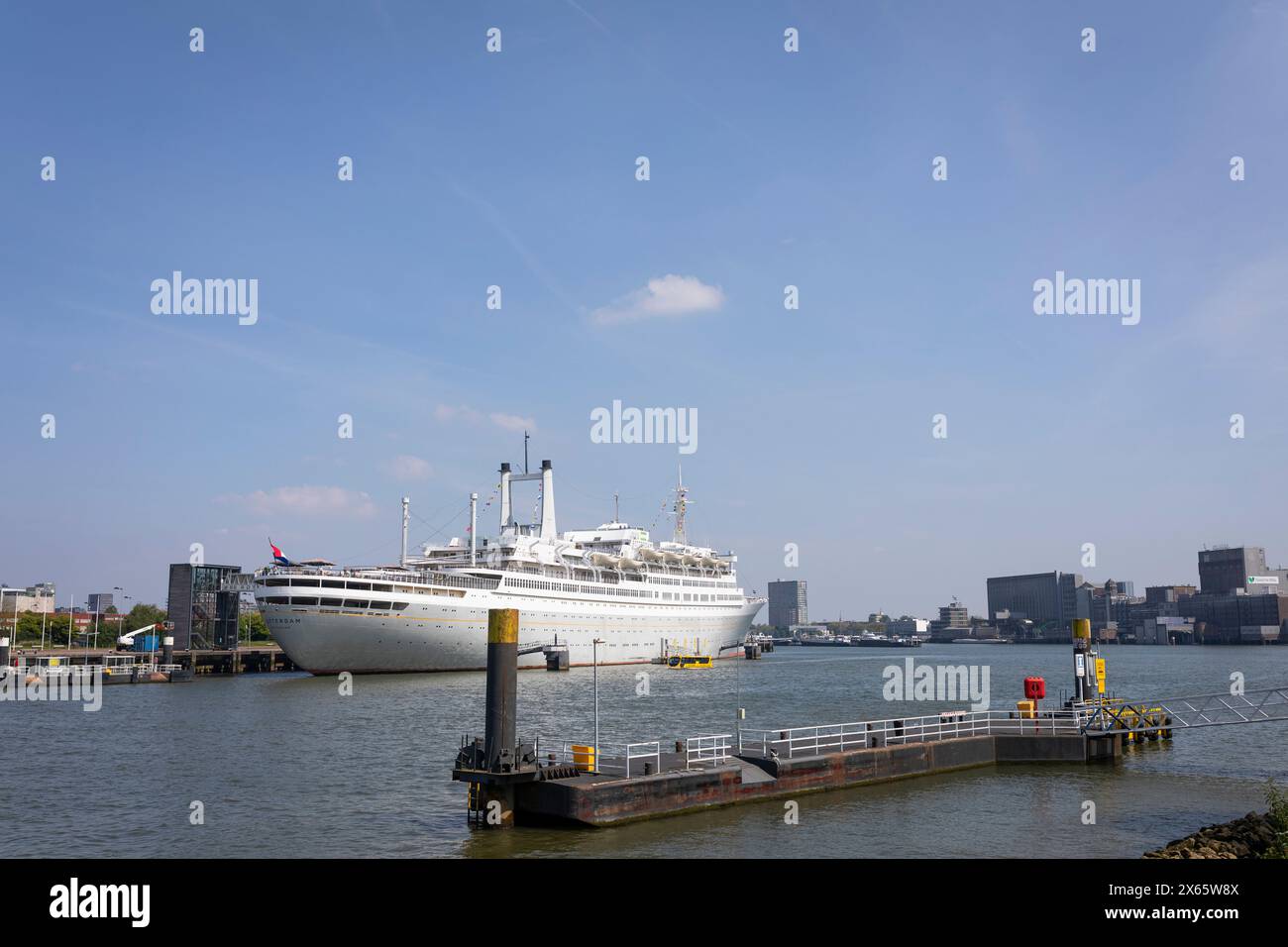 "SS Rotterdam", former flagship of the Holland America line, now a hotel boat in the harbor of ...