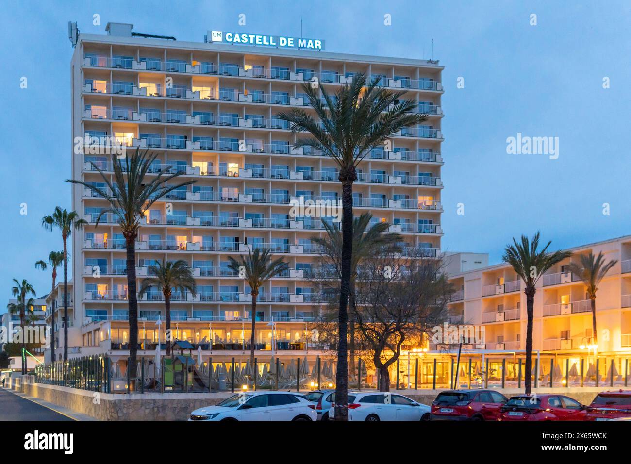 Cala Millor, Spain; march 30 2024: Main facade of the Castell de Mar ...
