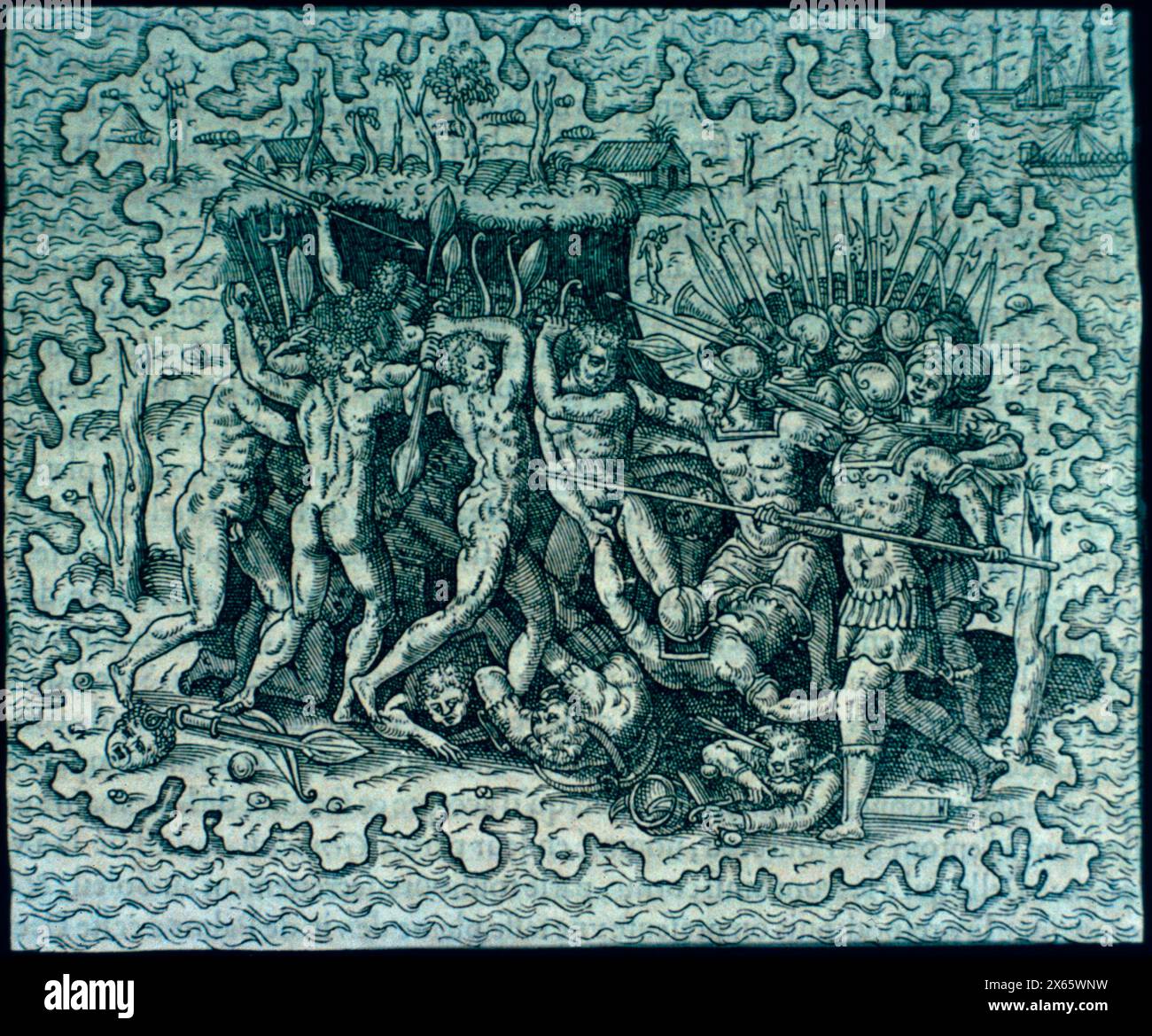 Magellan and his men battle the inhabitants of Mactan in the ...