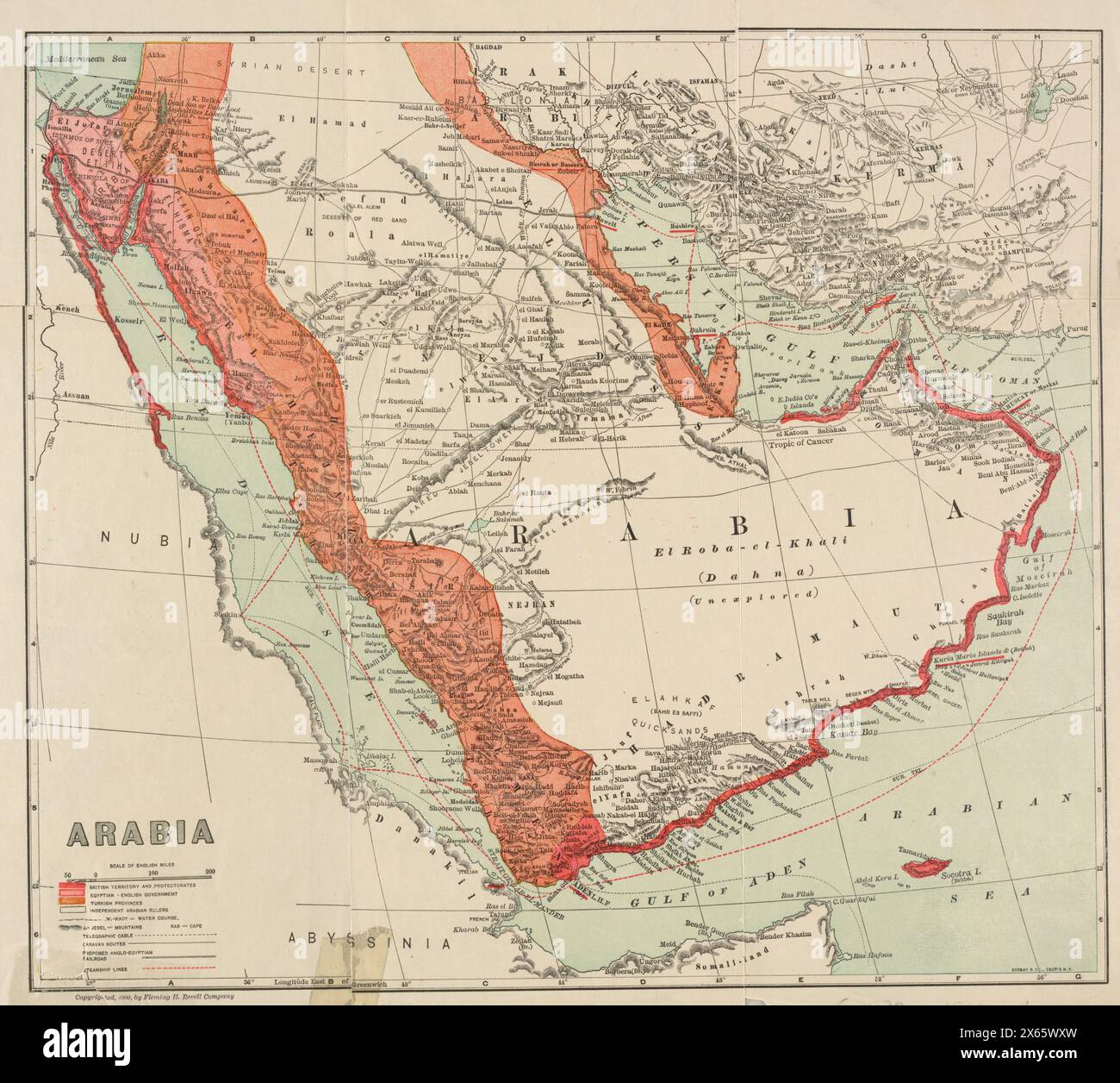 Vintage Map of Arabia, 1900 Stock Photo - Alamy