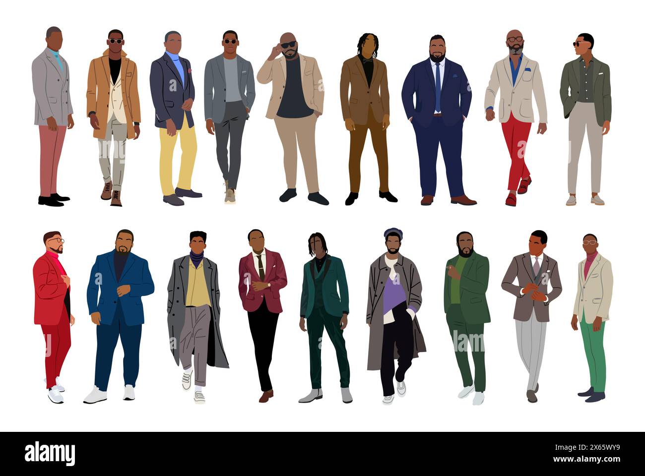 Set of black business men characters isolated Stock Vector Image & Art ...