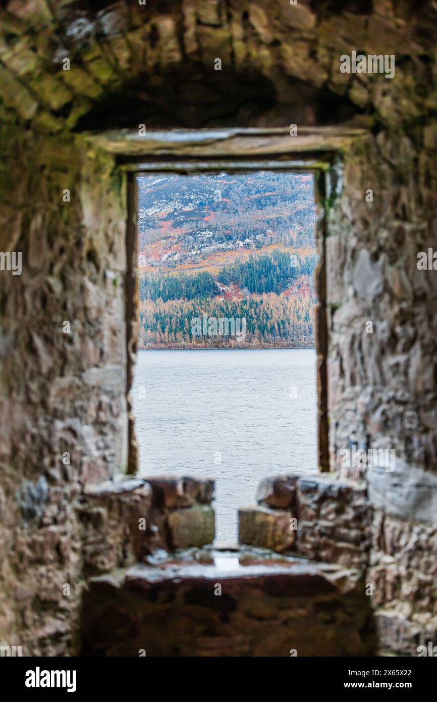 Loch Ness Through A Castle Window Stock Photo - Alamy
