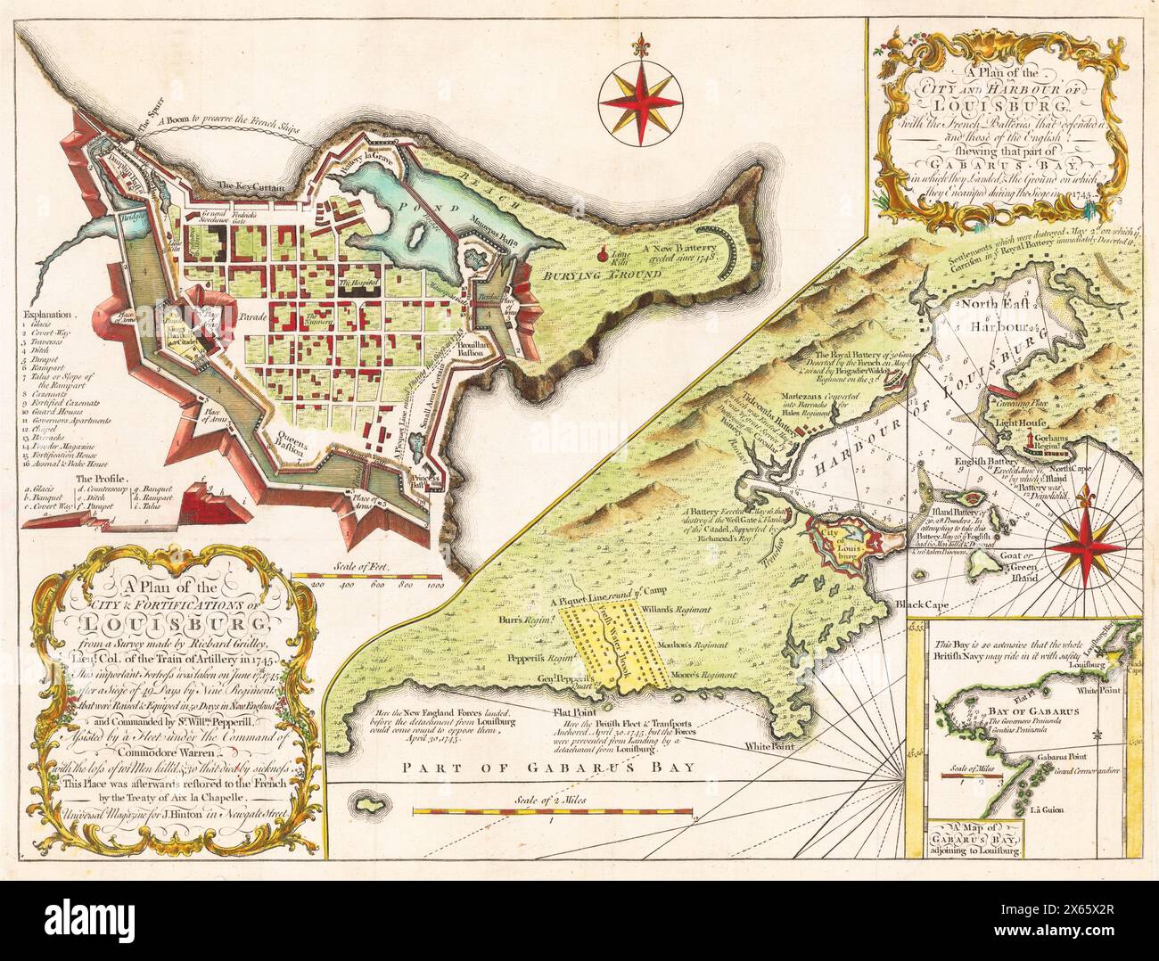Vintage Pictorial Map: A Plan of the Fortifications of Louisbourg ...