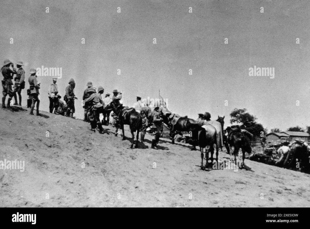 American, British, and Russian officers watch the advance on Peking ...