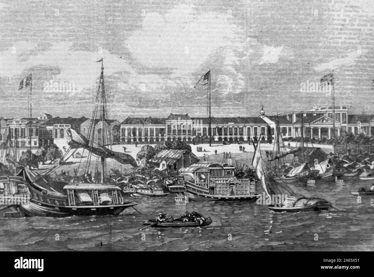 European factories in Canton, China 1857, illustration Stock Photo - Alamy
