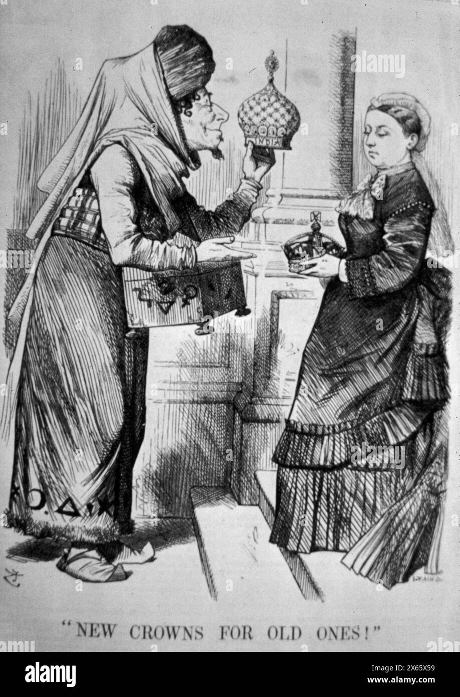 British PM Benjamin Disraeli presents Queen Victoria with the title ...