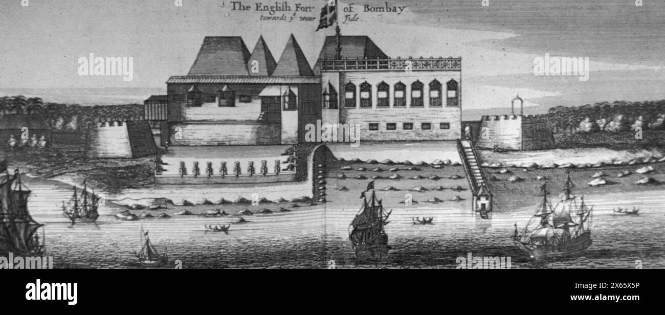 The English fort at Bombay, India 1672, illustration Stock Photo - Alamy