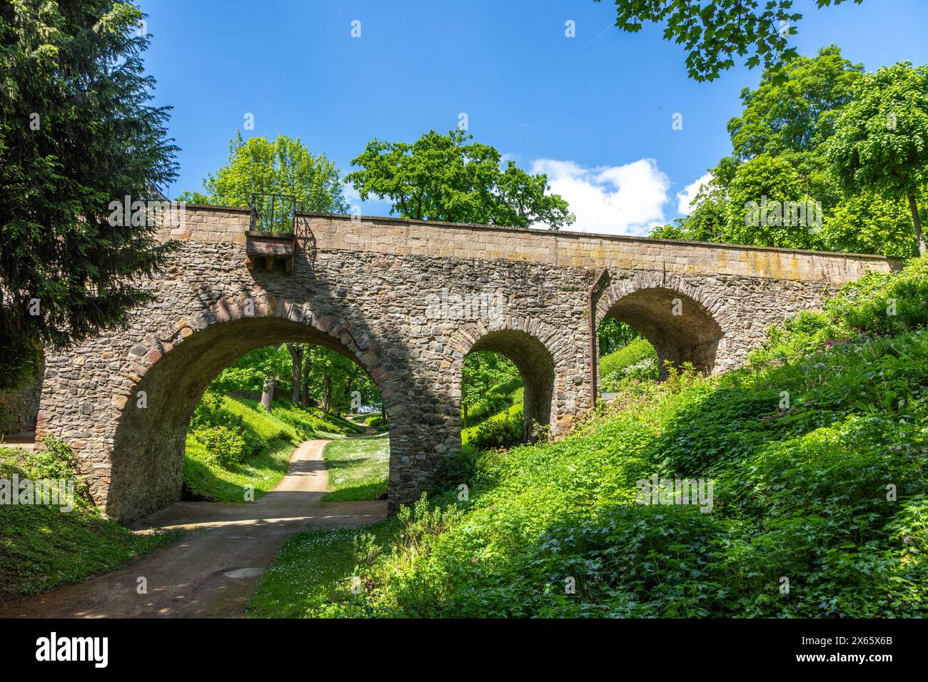 scenic castle park with green trees in Friedberg, Hesse, Germany Stock ...