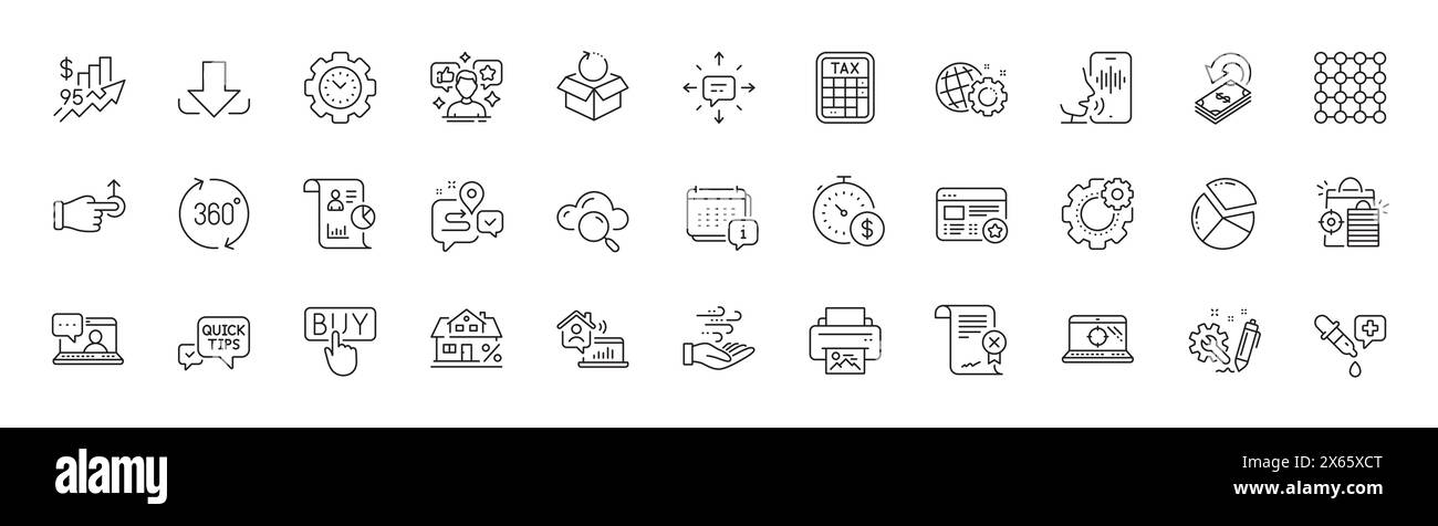 Quick tips, Cashback and Tax calculator line icons. For web app, printing. Line icons. Vector ...