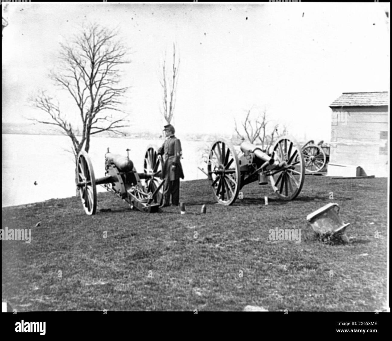 Washington, D.C. Two Wiard guns at the Arsenal; Gen. Daniel E. Sickles ...