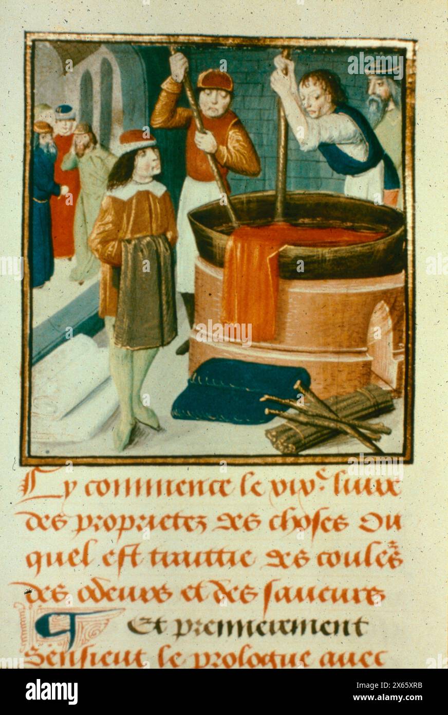 Dyeing cloth in the late Middle Ages, illustration from a French ...