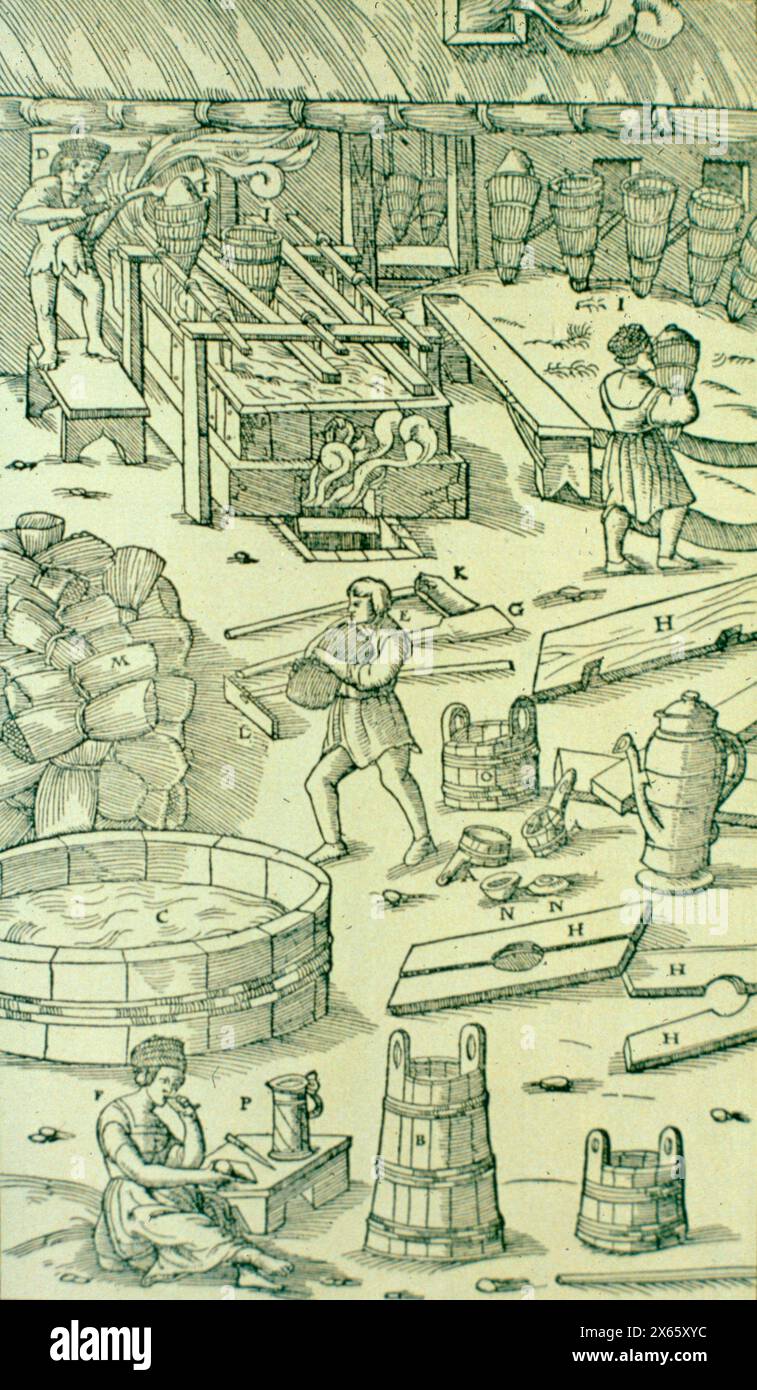 Saltmaking in the 16th century, illustration Stock Photo - Alamy