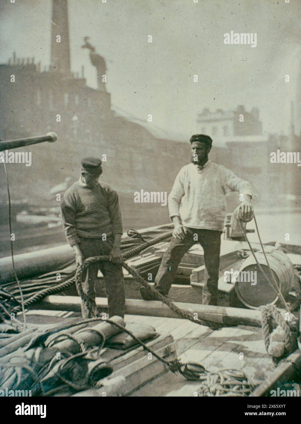 Bargemen on the Thames River, London 1870s Stock Photo - Alamy