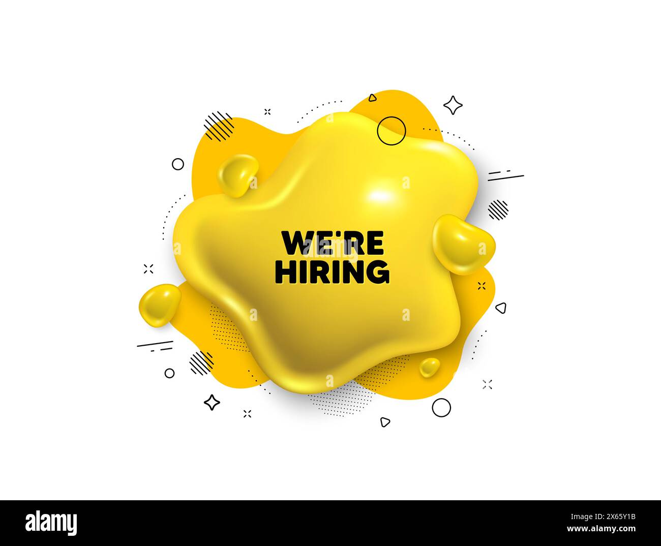 We are hiring symbol. Recruitment agency sign. Abstract liquid 3d shape ...