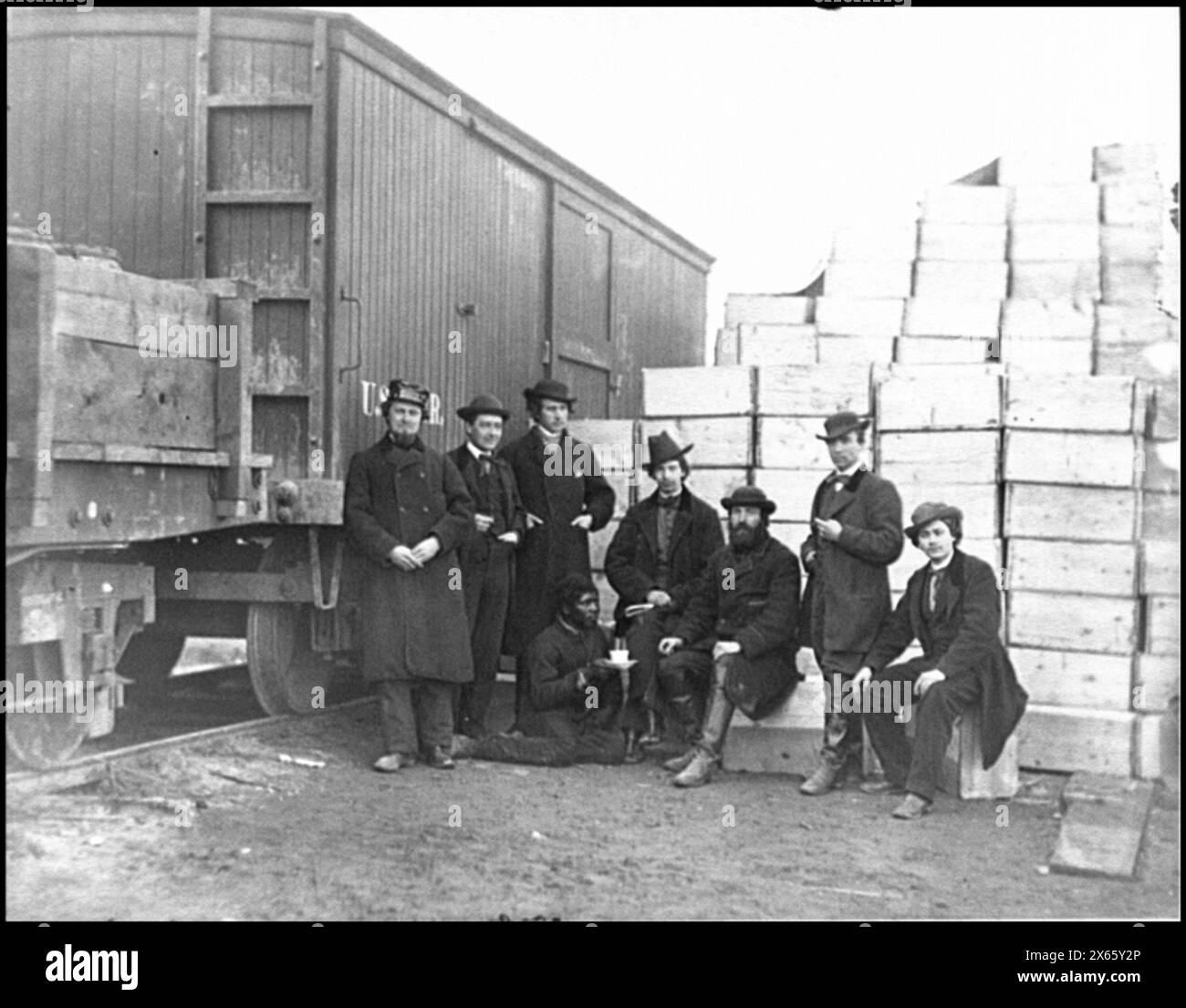 Aquia Creek Landing, Va. Clerks of the Commissary Depot by railroad car ...