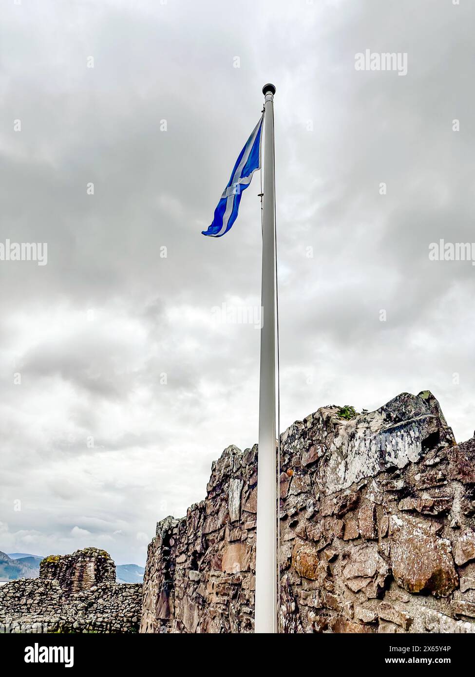 The Scottish Flag, The Saltire, Flying Over Medieval Ruins Stock Photo ...