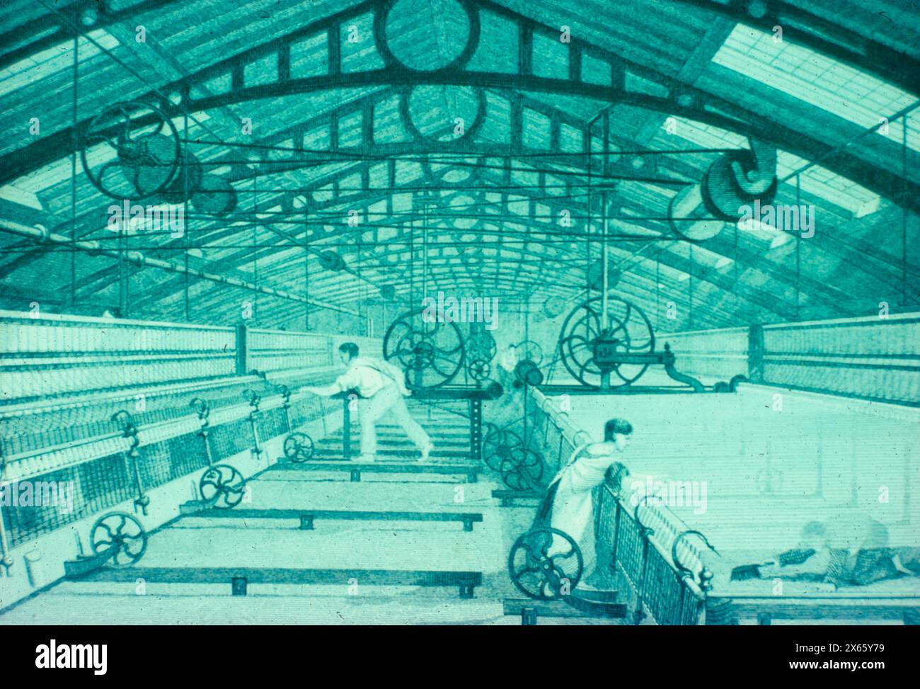 Samuel Crompton´s spinning machine nicknamed the mule, illustration ...