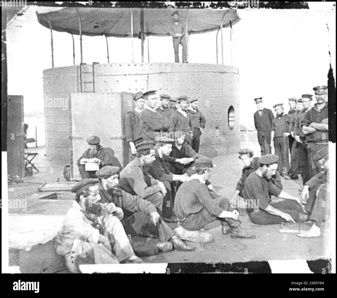 James River, Va. Sailors relaxing on deck of U.S.S. Monitor, Civil War ...