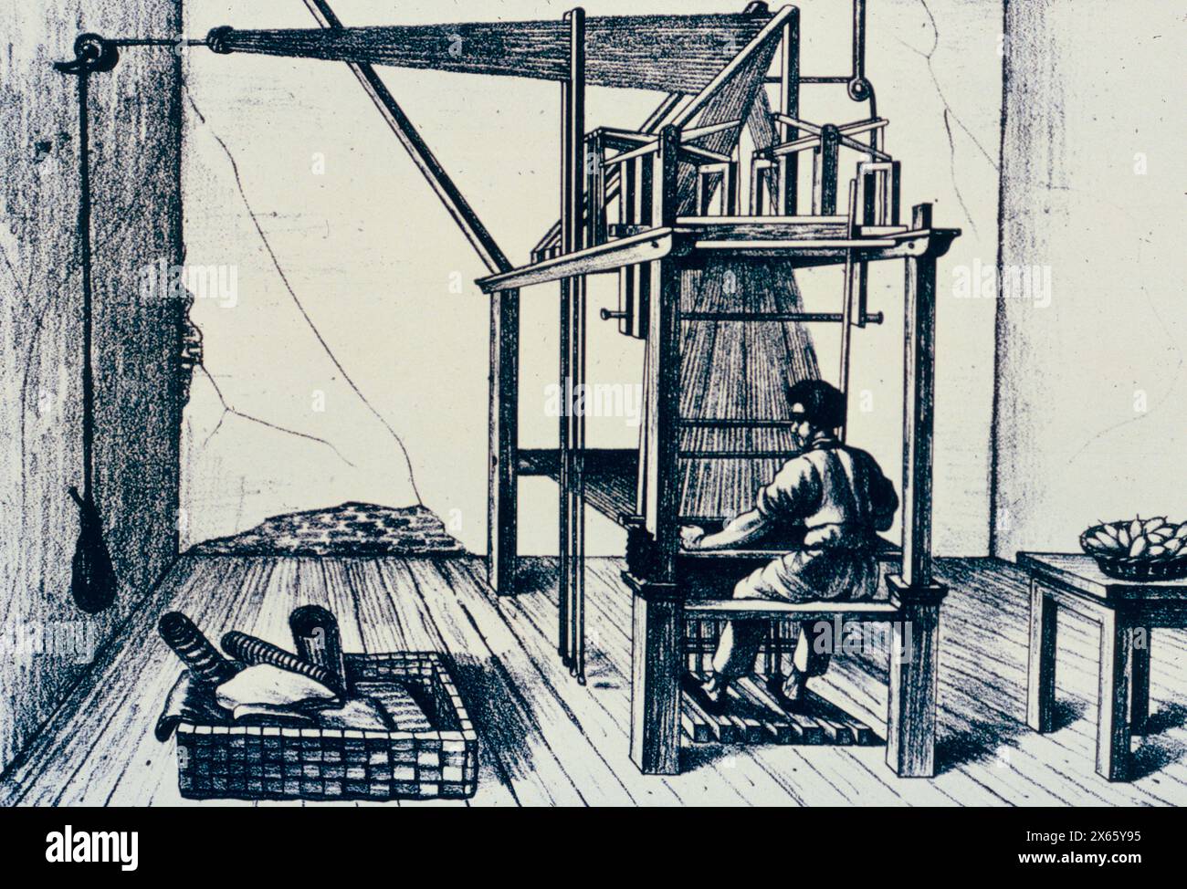 A hand-loom weaver, Germany 19th century illustration Stock Photo - Alamy