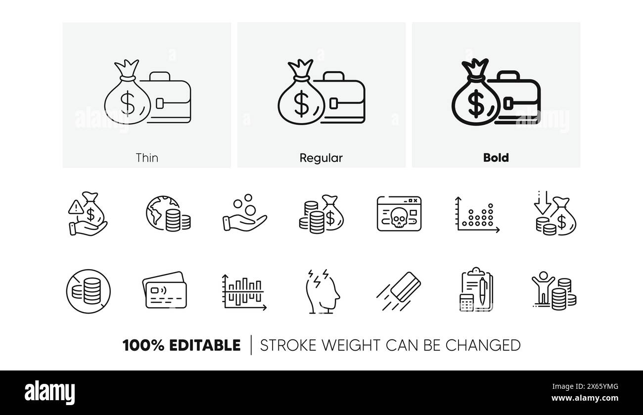 Deflation, Stress and Salary line icons. For web app, printing. Line icons. Vector Stock Vector ...