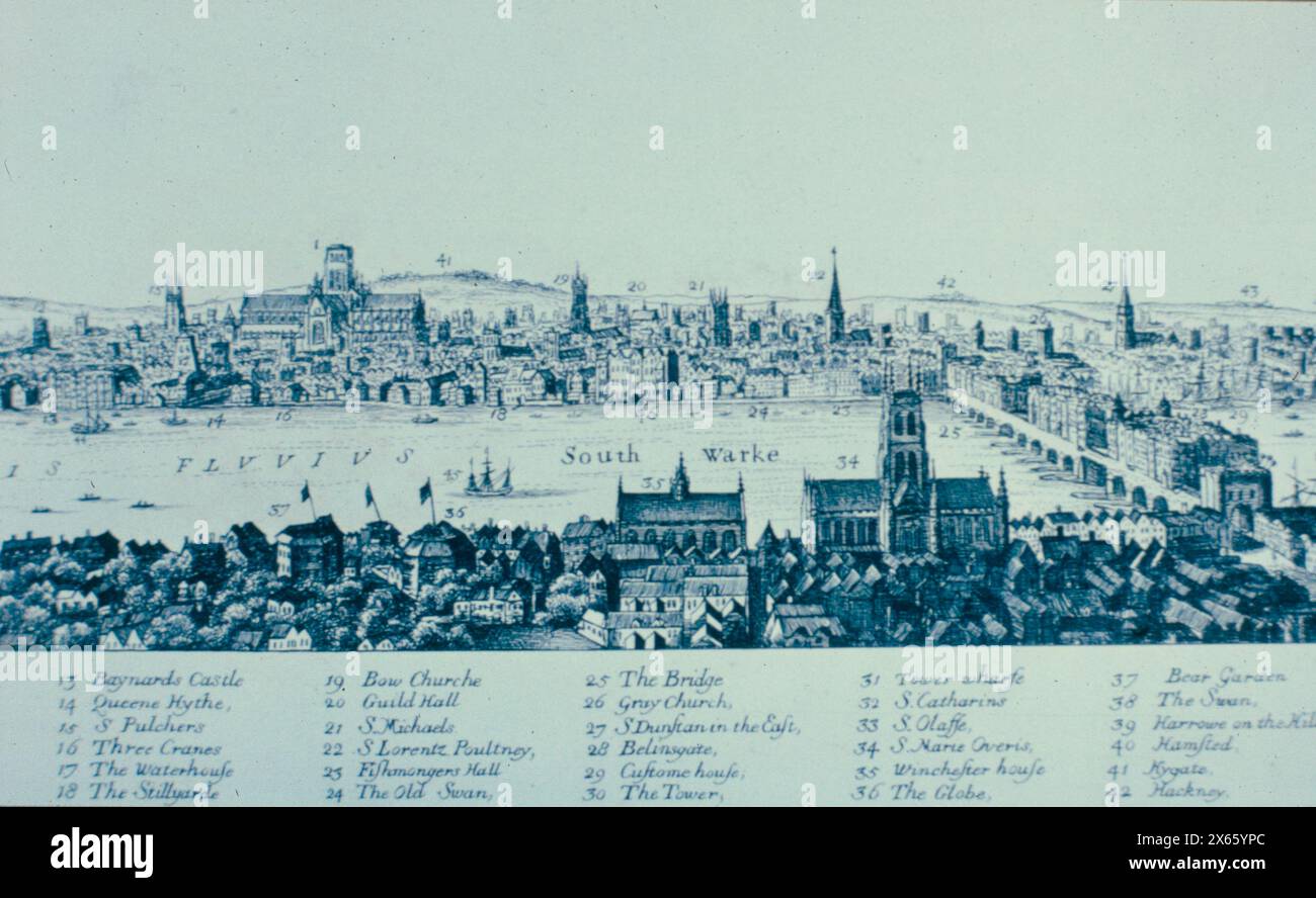 View of London in 1620, illustration Stock Photo - Alamy