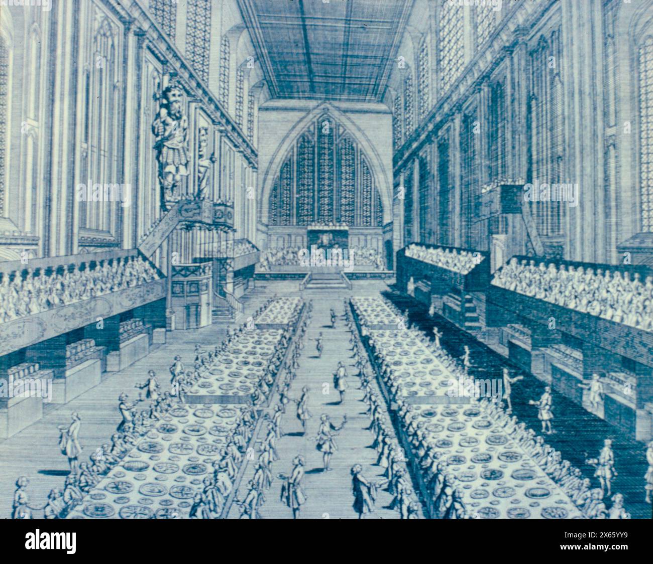 London´s Guildhall during the annual lord mayor´s banquet, illustration ...