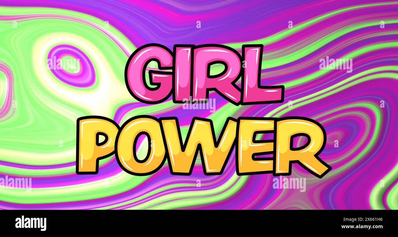 Image of girl power text over colourful liquid background Stock Photo ...