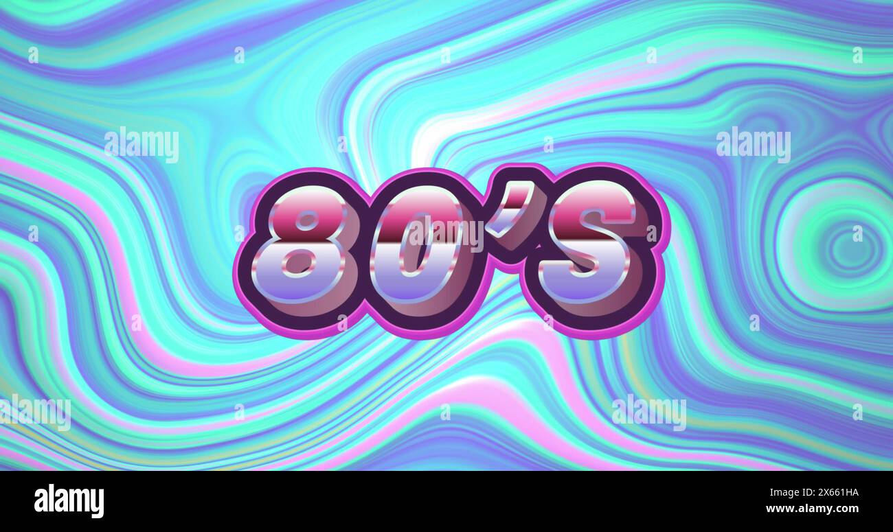 Image of 80s text over blue liquid background Stock Photo - Alamy
