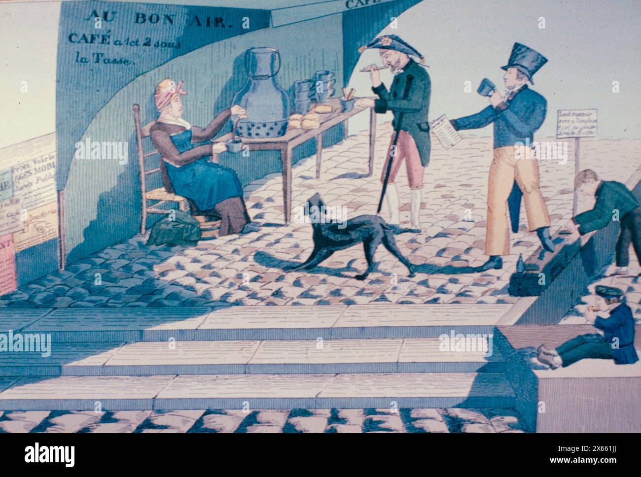 Outdoor cafe´in Paris, France 1820 illustration Stock Photo - Alamy