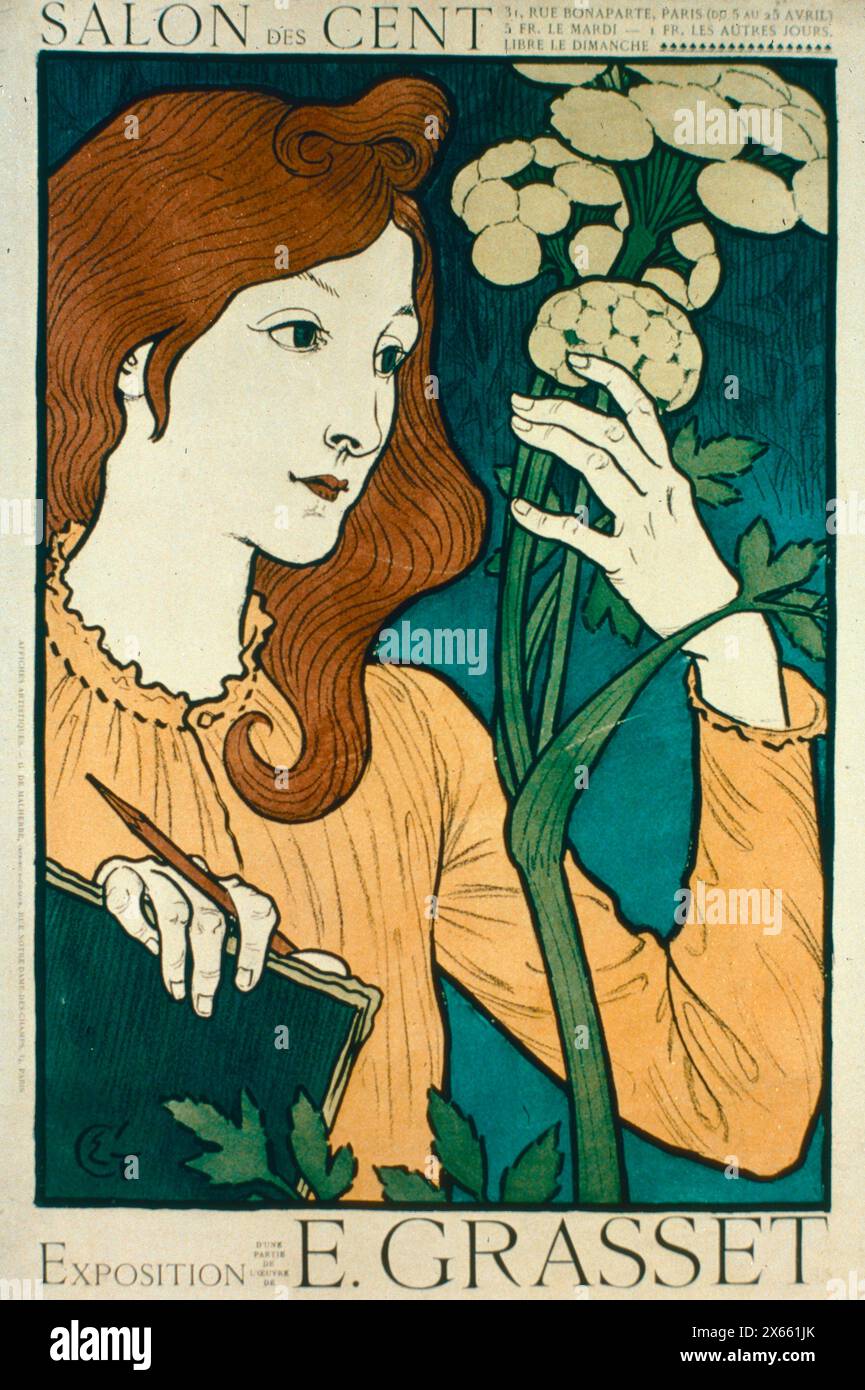 French artist Eugene Samuel Grasset art exhibition poster, 1895 Stock ...