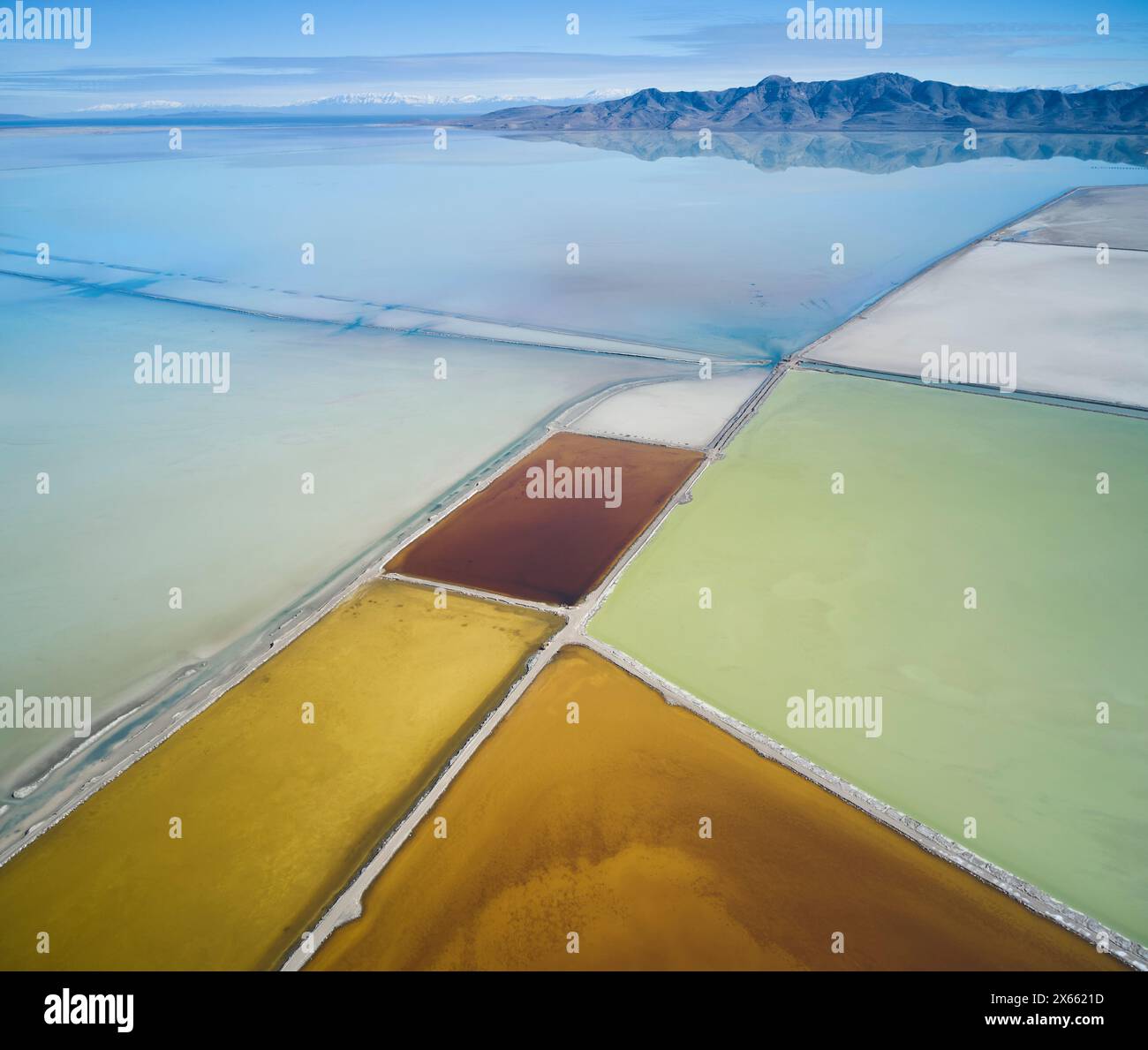 Colorful salt evaporation pond in the desert outside of Salt Lak Stock ...